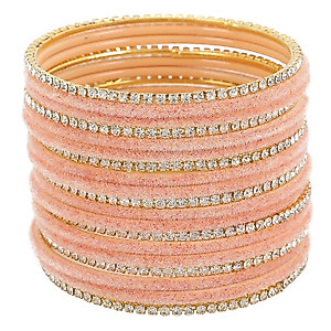 Efulgenz Indian Bangle Set Rhinestone CZ Crystal Wedding Bridal Velvet Bangle Bracelets Jewelry for Women.