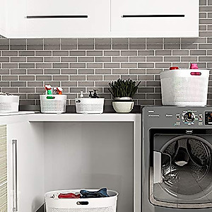 Curver Set of 8 Purl Small Decorative Plastic Organization and Storage Baskets Perfect Bins for Home Office, Closet Shelves, Kitchen Pantry and All Bedroom Essentials, 6.3QT/ 6L, White, 8 Count