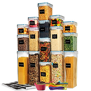 LARGE Airtight Food Storage Containers 30 PC with Lids I Plastic Kitchen & Pantry Organization Containers BPA Free Ideal for Spaghetti, Flour, Rice, Oats, Cereal & Sugar + Marker & Labels