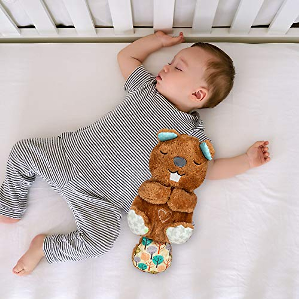 Nuby Lifelike Animated Sleeping Beaver with 8 Soothing Lullabies & 4 Calming White Noises, 30 Min Non-Stop