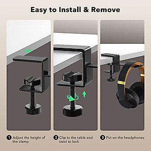 6amLifestyle 4 Pack Controller Holder Stand Built in Anti-Slip Pads for PS5 PS4 Xbox One Switch Pro, Headphone Headset Holder Hanger with Adjustable Clamp