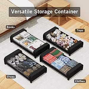 Under Bed Storage with Wheels 2 Pack: Under Bed Storage Containers with Lids, Large Under the Bed Storage with Wheels, Storage Drawers for Clothes, Books, Shoes (31”L x 17”W x 6.8”H)