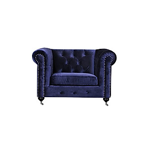 American Home Classic Claire 15" 1 Seat Velvet Upholstered Sofa in Navy