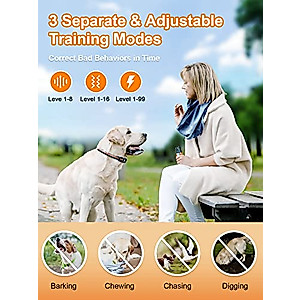 Bousnic Dog Shock Collar 2 Dogs (5-120Lbs) - 3300 ft Waterproof Training Collar for Dogs Large Medium Small with Rechargeable Remote, Beep (1-8) Vibration (1-16) and Humane Shock (1-99) Modes