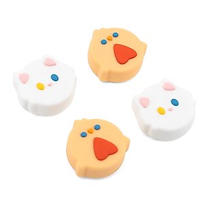 GeekShare 4PCS Cute Animal Theme Thumb Grip Caps,Soft Silicone Joystick Cover Compatible with Nintendo Switch/OLED/Switch Lite - Chicken & Cat