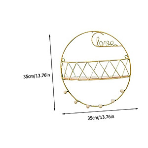 GETAJGHSD 1pc Wall Shelf Mounted Heart Shelf Wall Mount Clothing -Mounted Basket Farmhouse Display Shelf Wire Coat Hangers Wall-Mounted Storage Baskets Gold Shower Hanging Wooden