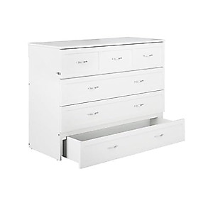 BOWERY HILL Full Size Murphy Bed Chest with Charging Station in White
