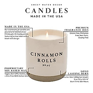 Sweet Water Decor Cinnamon Rolls Soy Candle | Cinnamon, Icing, and Cinnamon Buttery Pastry Scented Candles for Home | 12oz Cream Stoneware Jar, 60+ Hour Burn Time, Made in the USA