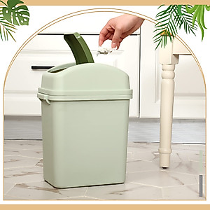 Sumind 2 Pcs Bathroom Trash Can with Swing Lid Small Garbage Can Plastic Bathroom Trashcan Garbage Bin for Kitchen Waste Bedroom Room Outdoor (Green and Pink,1.8 Gallon)