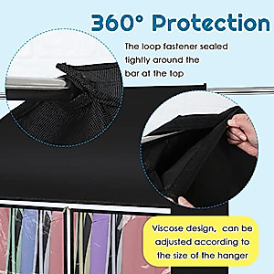 4 Pcs 43'' Hanging Garment Bags for Closet Storage with Zippers Clear Window Garment Rack Cover Sealed Hanging Clothes Bag Dust Cover Wardrobe Clothes Organizer Clothing Garment Cover for Suit Coat