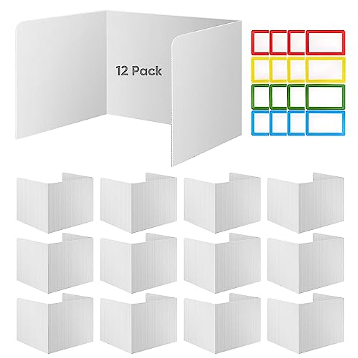 12 Pack Classroom Privacy Shields for Student Desks - Privacy and Plastic Folders Desk Dividers, Test and Desk Dividers Study Carrel, Easy to Clean Privacy Boards for School Teacher Study Test