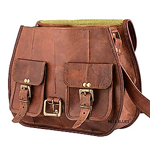 HB Handmade Crossbody Shoulder Bag Women Vintage Style Genuine Leather Purse 14" x 10"