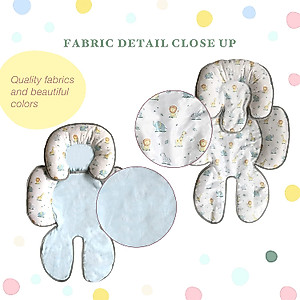 Little Me Baby's Full Body Support Pillow, Newborn Infant Head, Back, Neck, and Legs Protection for Car Seat, Stroller, Booster Seat - Safari Animals, Blue