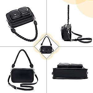 ACUARIO Small Crossbody Bags for Women-PU Leather Handbag Shoulder Strap Bags Purses (22165-Black)