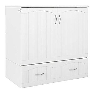 Bowery Hill Murphy Twin XL Bed Chest with Charging Station in White