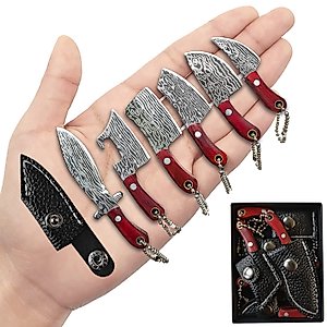 STARDW Damascus Pocket Knife Set Mini Chef Knife EDC Knife Set Tiny Knife Cleaver for Package Opener Box Cutter -4-piece set