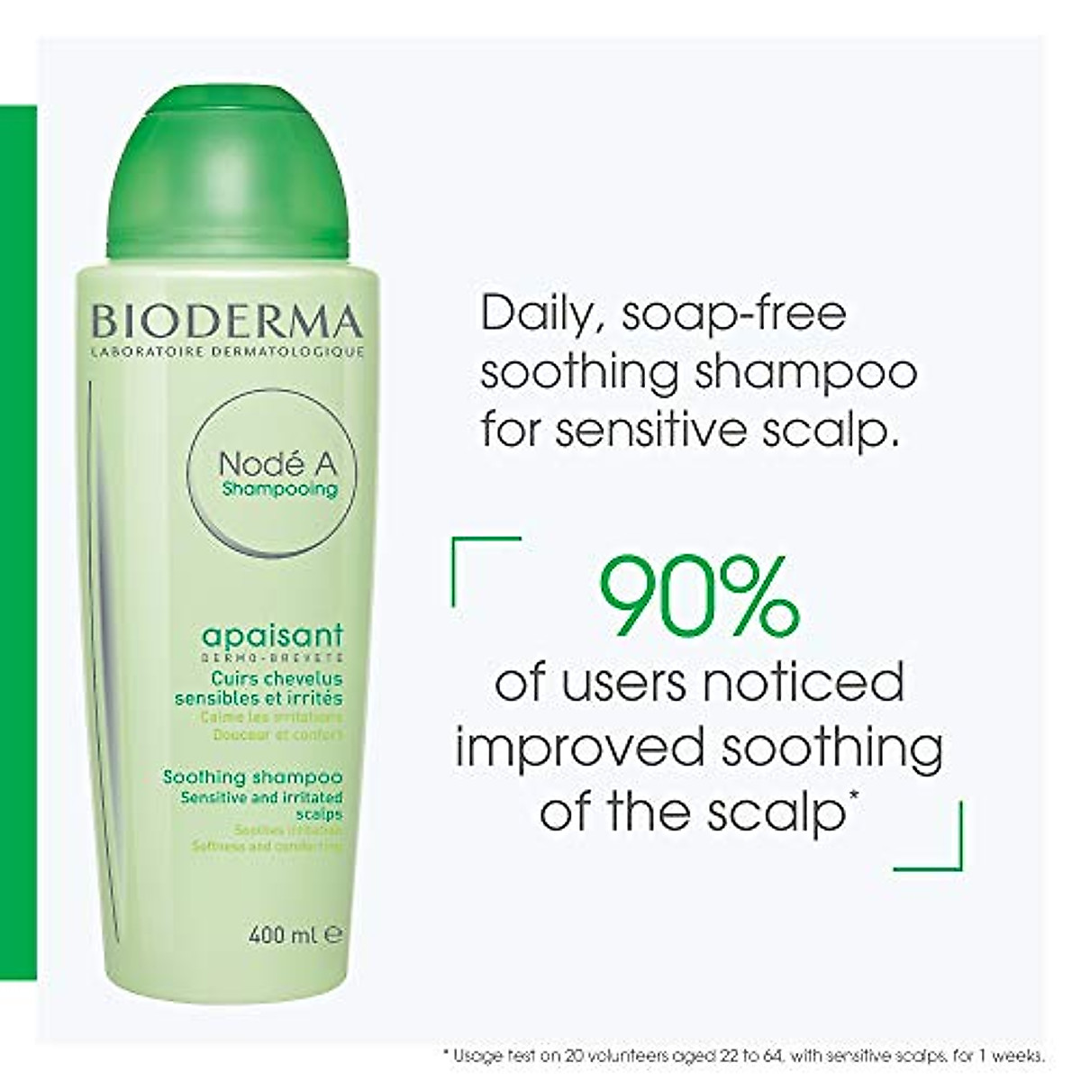 Bioderma - Nodé - Soothing Shampoo - Brings Softness and Confort - for Sensitive Scalps 13.5 Fl Oz (Pack of 1)