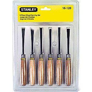 Stanley 16120 6-Piece Wood Carving Set (Brown) - Woodworking Chisel Set for Beginners and Professionals