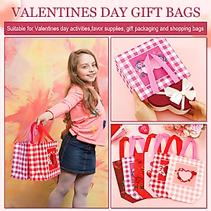48 Pcs Valentines Day Gift Bags Valentines Day Reusable Treat Bags with Handles Valentines Day Goody Bags Valentines Non Woven Bags Waterproof Tote Bags for Gifts Wrapping Party Favor Supplies