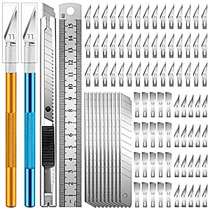 Jetmore 94 Pack Exacto Knife Craft Knife Kit, 2 Precision Exacto Knife Set, 80PCS #2/#11/#17 Hobby Knife Blades with Storage Case, Exacto Knife ​for DIY, Art Work, Cutting, Carving