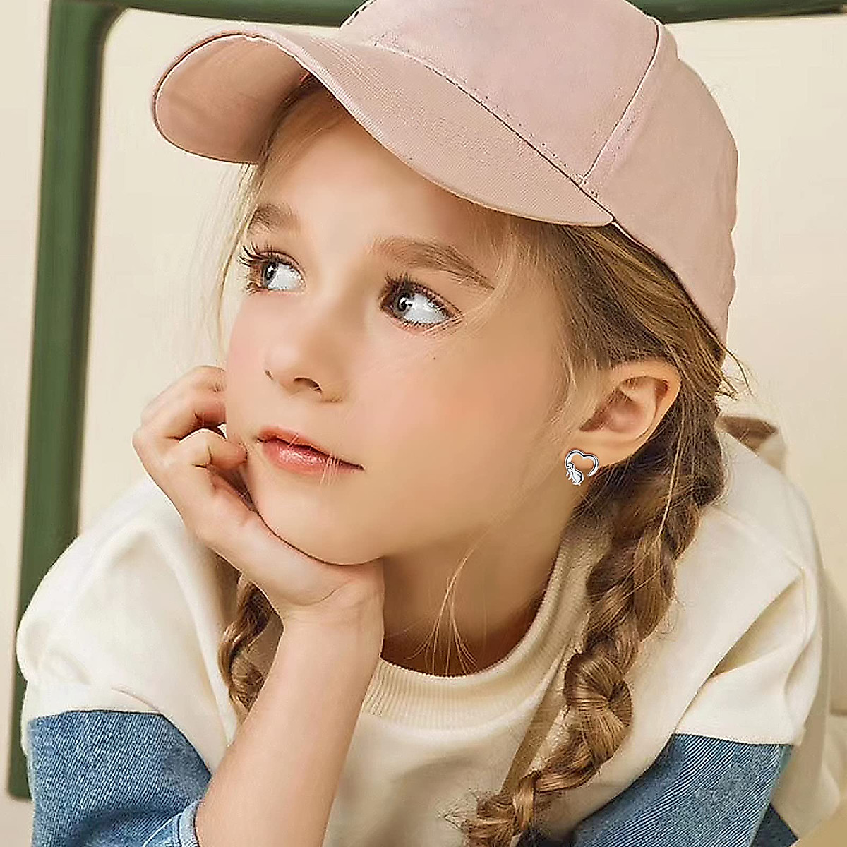 Sloth Stud Earrings for Girls - Sterling Silver Cute Animal Earrings for Teens Hypoallergenic Love Heart Earrings for Women for Sensitive Ears Heart-Shaped Sloth Post Earrings Gift for Valentine's Day