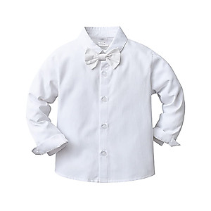 Christening Baptism Outfits for Boys Infant Christmas Outfit Toddler Dress Clothes Wedding Tuxedo Shirts Waistcoat Long Pants Kids Gentlemen Suits Easter Holiday 1st Birthday All White 4-5T