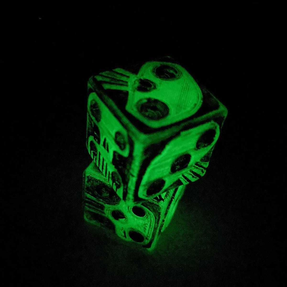 Oogie Boogie's Dice Glow in The Dark Skull Dice Set of 2 with Dice Bag Perfect for Halloween, The Nightmare Before Christmas