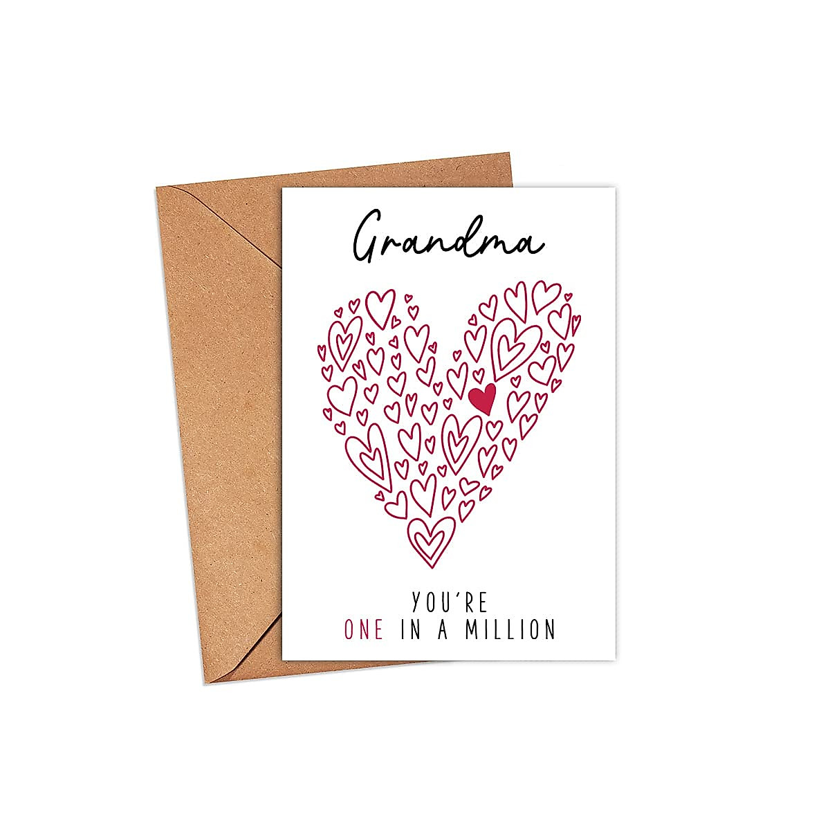 Yanashop88 Grandma You're One In A Million Card - Grandma Birthday Card - Thank You Greeting Card - Card For Her - Anniversary Card - Mother's Day Card - Thank You Card - I Love You Grandma Card