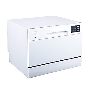 SPT SD-2225DW Compact Countertop Dishwasher/Delay Start-Energy Star Portable Dishwasher with Stainless Steel Interior and 6 Place Settings Rack Silverware Basket/Apartment Office Home Kitchen, White
