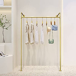 DYRABREST Wall Mounted Clothing Rack Modern Gold Metal Storage Garment Rack Retail Clothes Display Stand Commercial Clothes Racks, Bedroom Portable Coat Rack for Hanging Clothes, Coats, Skirts
