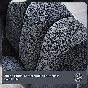 Vliekcy 31" Boucle Accent Chair, Contemporary Designed Armchair,Upholstered Vanity Chair, Leisure Lounge Chair Reading Side Chairs for Living Room, Bedrooms, Office, Dark Gray