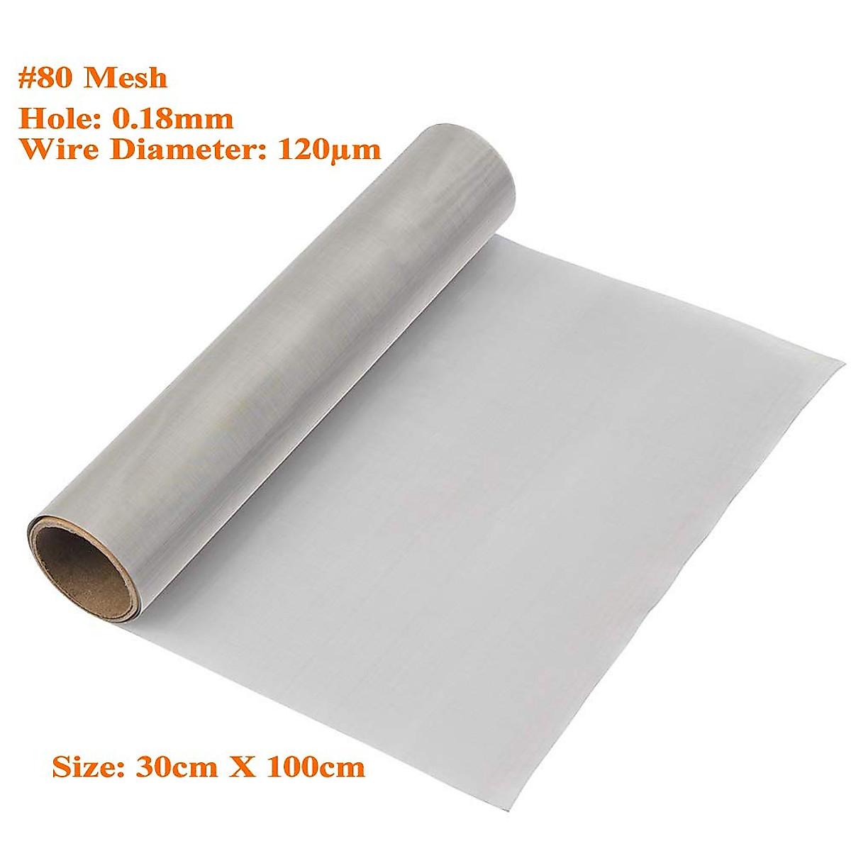 304 Stainless Steel Woven Wire 80 Mesh 0.18mm Hole - About 11.8 X 39.4 inch Roll(30cm X100cm)- Filter Screen Sheet Filtration Cloth Fine Wire Mesh