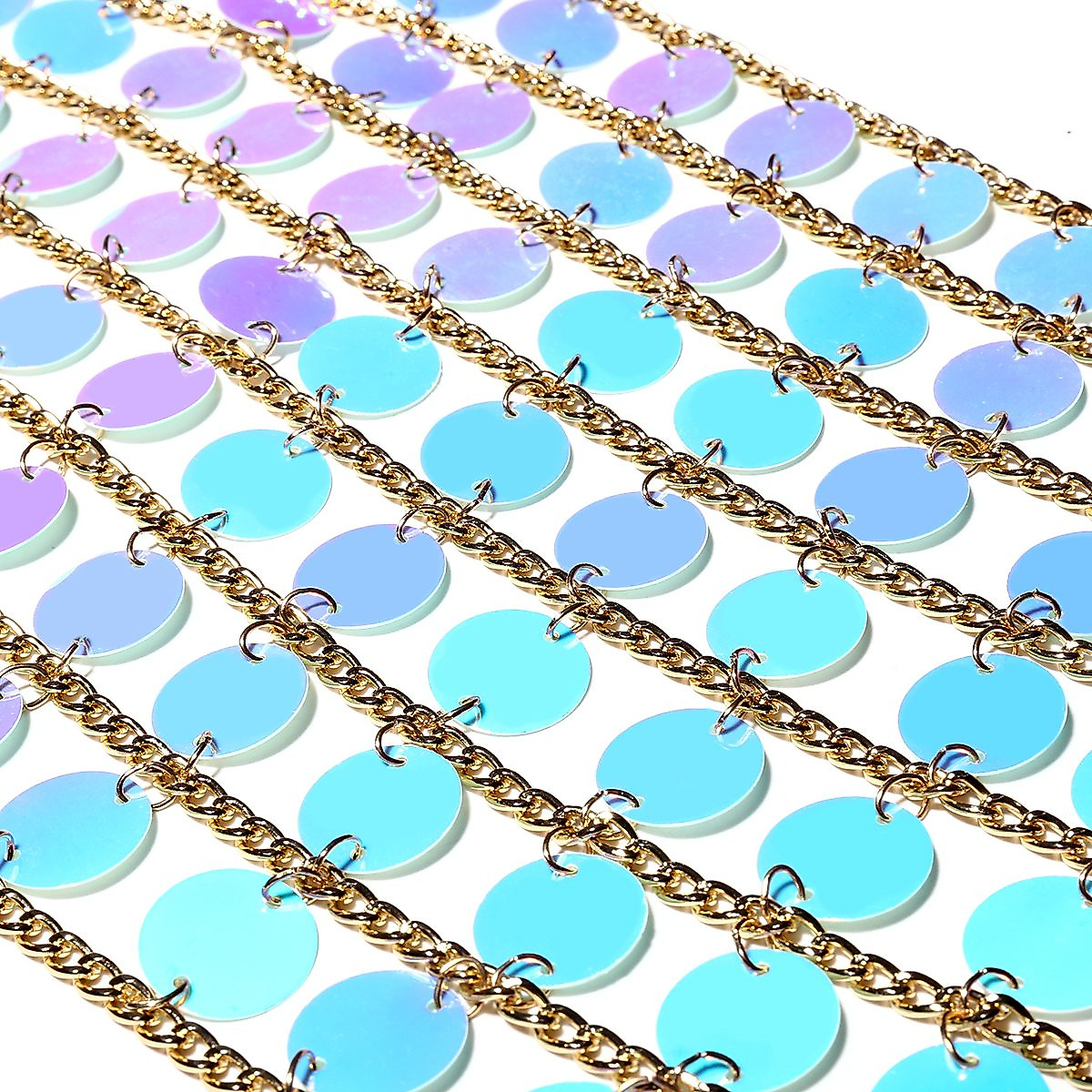 Ingemark Sexy Harness Waist Bikini Chain Bra Body Chain Shoulder Necklace for Women Gold Silver Sequin (Acrylic Colorful Sequin)