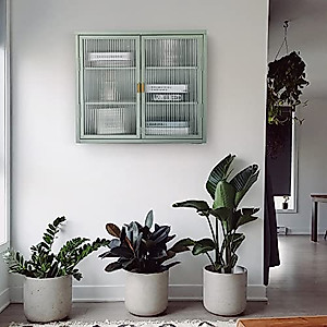 HomSof Wall Cabinet Haze Double Glass Door Detachable Shelves for Office, Dining, Living Room, Kitchen and Bathroom, Mint Green