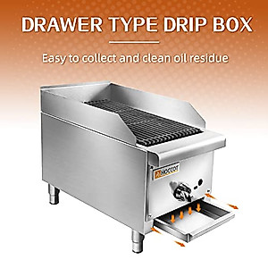 HOCCOT 12" Commercial Countertop Gas Charbroilers, Heavy Duty Natural/Propane Gas Broiler Grill Single Burner 28,000 BTU for Restaurant Cooking Equipment BBQ
