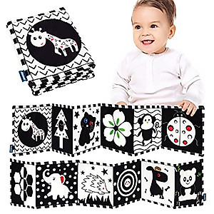 SYNARRY Baby Toys, High Contrast Baby Book for Newborn Toys 0-3 Months Baby Cloth Books 0-6 Months Black and White Books for Babies Tummy Time Toys for Babies 0-6 Months
