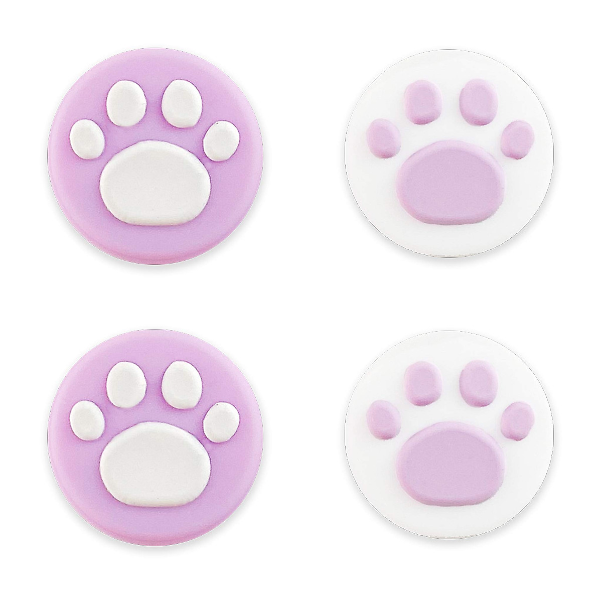 BelugaDesign Paw Thumb Grip Caps | Compatible with Nintendo Switch Standard Lite OLED | Cute Kawaii Animal Joystick Cap, Soft Silicone Cover for Controller | Pack of 4 (Purple)