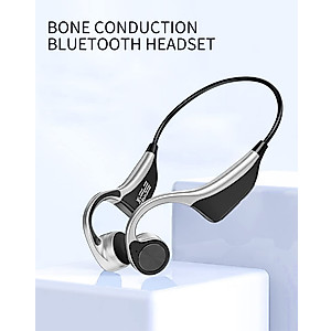 Bone Conduction Headphone Bluetooth Open Ear Wireless Headset 6 Hours Playtime with MP3 Player Built-in 8G Memory Light Weight for Jogging Running Driving Cycling, Hearing Protection (Black)