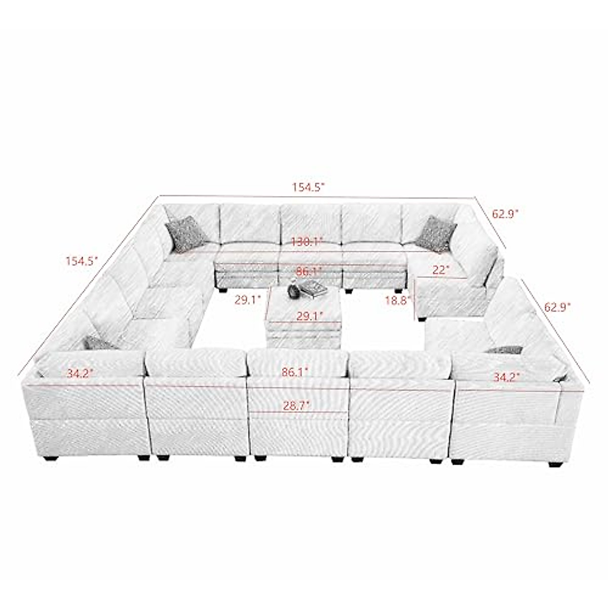 Legend Vansen 16 PCS Corduroy Flexible Combination Sectional Sofa