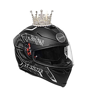 3T-SISTER Cute Crown Crystal Crown for Ski Helmet Reusable Velcro Design (Helmet not Included)