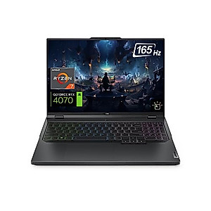 Lenovo Legion Pro 5 Gen 8 Gaming Laptop, 16” WQXGA 165Hz Display, AMD Ryzen 7 7745HX, NVIDIA GeForce RTX 4070, 64GB DDR5 RAM, 2TB SSD + 2TB SSD, Wi-Fi 6, RGB Backlit KB, Windows 11 Home, Onyx Grey