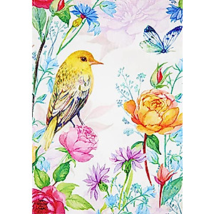 Whimsical Bird Spring Burlap Garden Flag Floral 12.5" x 18" Briarwood Lane