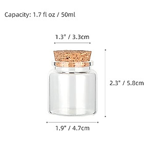 Magic Season Decorative Round Glass Bottles with Cork Stoppers (2 Pcs / 1.7 fl oz.)