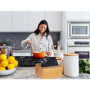 Takor Bamboo Trash Bag Organizer, Wall Mounted Bag Holder for Garbage Bag, Plastic Bag, Grocery Bag, Compatible with Various Trash Bag Rolls, Trash Bag Dispenser for Home and Kitchen