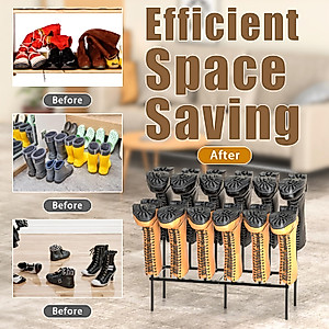 Eazy2hD Free Standing Shoe Racks for Boots -Black Metal Rack Organizer Tall Boot Rack for Dorm Room, Closet, Bedroom, Entryway, Patio Outdoor, Shoe Storage Fit for 6 Pairs Assembly Required