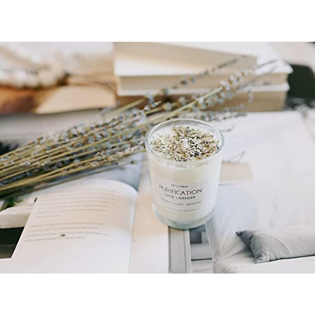 My Lumina Purification Sage Lavender Candle - Smudging Chakra Balancing Healing Candle Natural Soy Wax - White Sage Natural Scented Purifying Candle for Aromatherapy