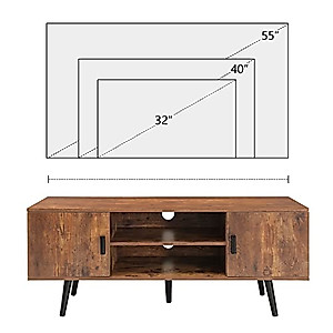 Iwell Mid-Century Boho Coffee Table & TV Stand with Storage for Living Room,Cocktail Table, TV Table, Rectangular Sofa Table, Office Table, Elegant Functional Table, Rustic Brown