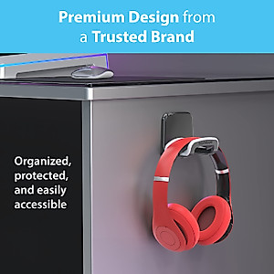 TotalMount Headphone Holder – Hanger Won’t Damage Your Wall with Screws or Permanent Adhesive (Studio-Grade Black – One Pack)