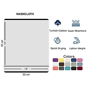 Grey 4-Pack Washcloths Set - 100% Ring Spun Turkish Cotton, Premium Quality Flannel Face Towel - Cloth - Highly Absorbent and Soft Feel Fingertip Towels, Wash Cloths For Your Face and Body