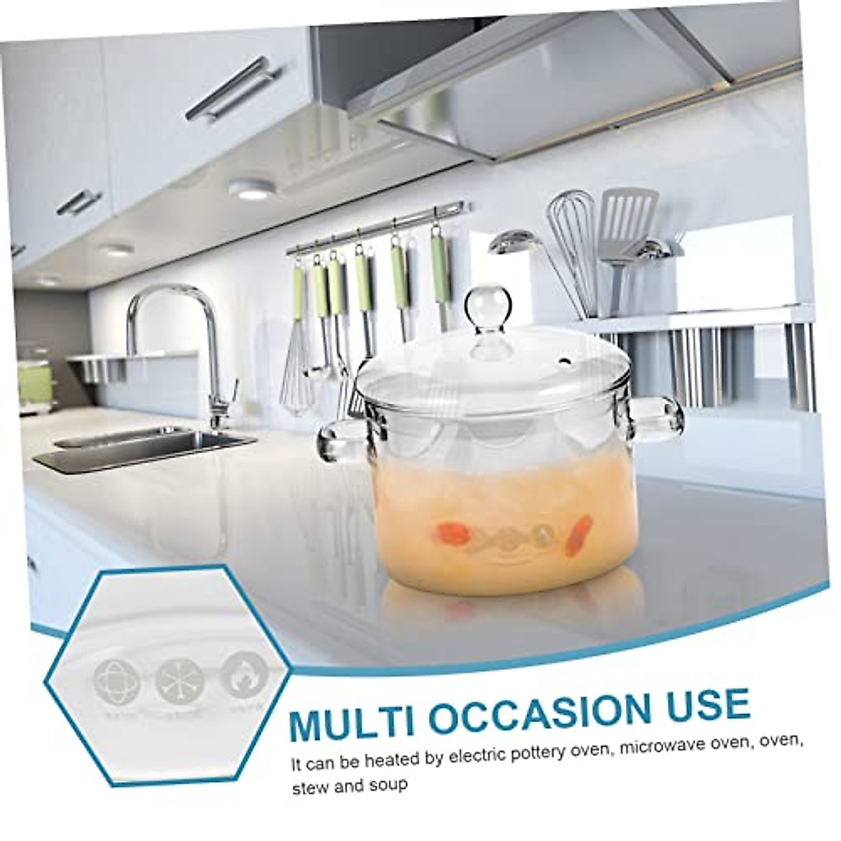 Cabilock Soup Pot French Onion Pans with Lids Korean Ramen Pot Melting Chocolate Pot Glass Pans for Cooking Glass Onion Kitchen Essentials Glass Instant Noodle Pot Double Ear Stew Pot Milk